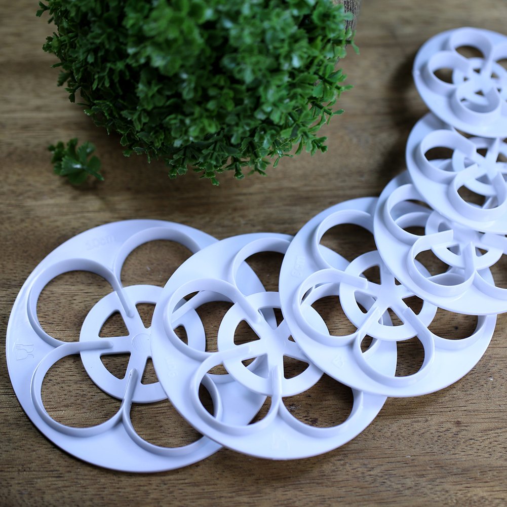 KALAIEN Rose Flower Cutters Set Gumpaste Flowers Modelling Tools for Cake Decorating Cookie Mold Sugarcraft Plunger Cutter Mold Set of 6