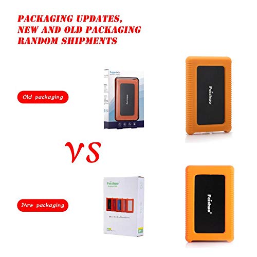 FEISHUO Portable External Hard Drive USB3.0 SATA HDD Storage — External Hard Drive Silicone Case Anti-Drop, Shockproof and Rainproof (500G, Black)