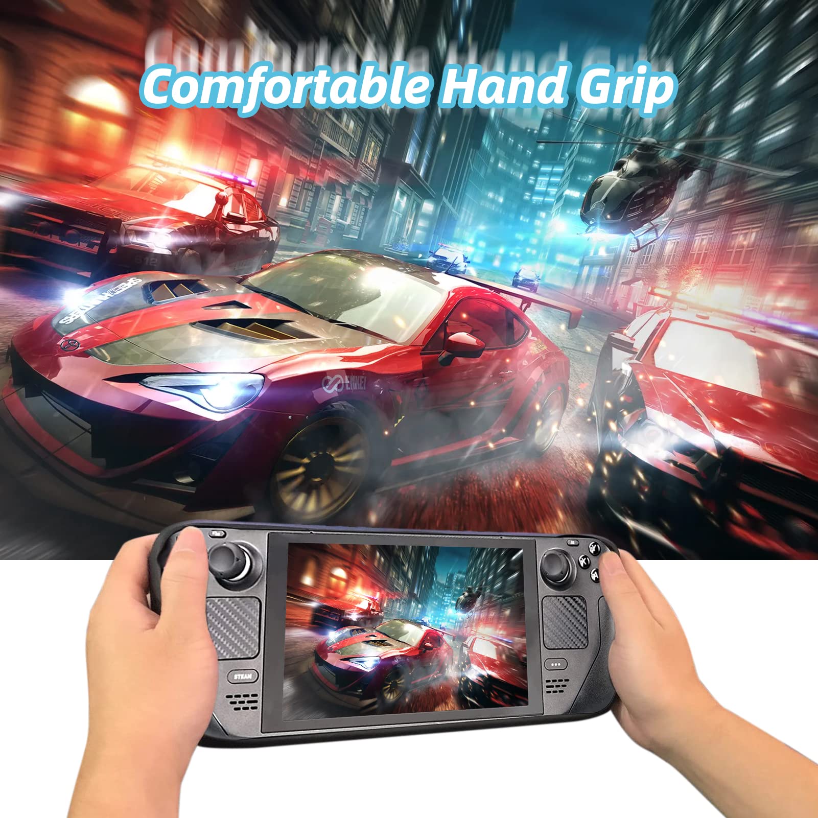 JINYI Protective Case for Steam Deck, TPU Cover Protector with Stand Base, Accessories Case with Shock-Absorption, Non-Slip & Anti-Scratch Design