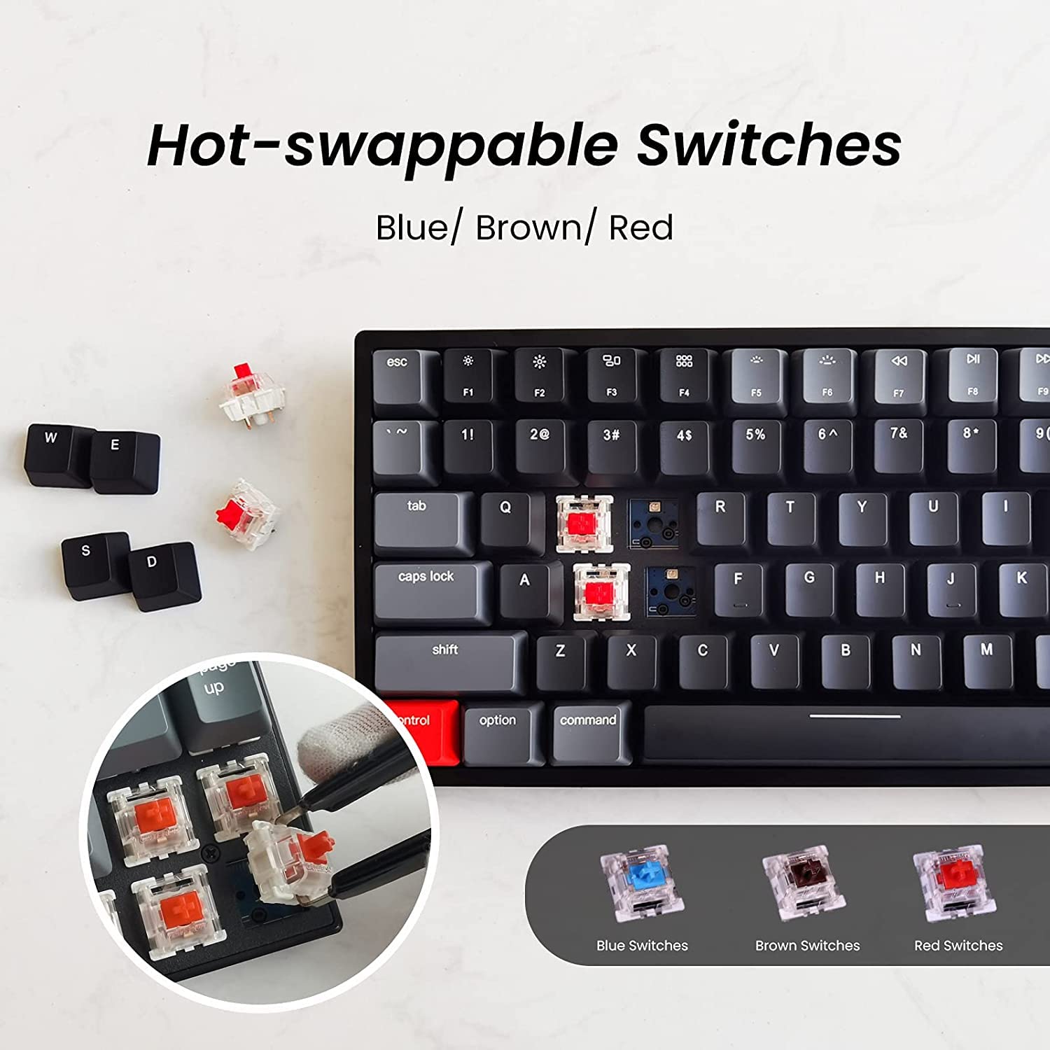 Vissles V84 Wireless Bluetooth/USB Wired Mechanical Keyboard with Wrist, Hot Swappable Mechanical Gaming Keyboard Compact 84 Keys, Tenkeyless RGB Dynamic Backlit for Mac Windows (hot swappable-Brown)
