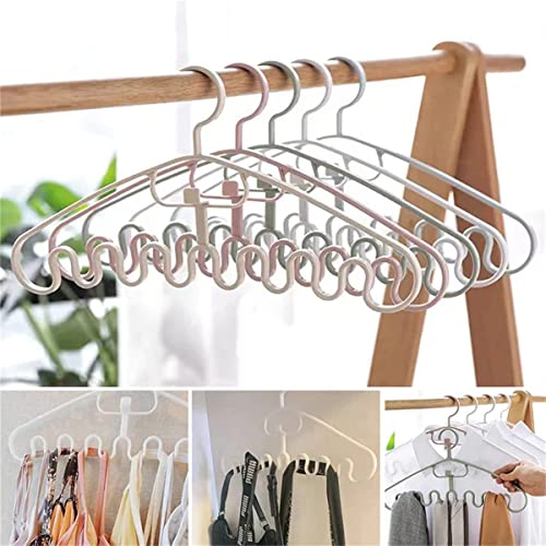 Wave Pattern Hanger, Multifunctional Magic Wave Pattern Stackable Hanger, 8 Slots Non Slip Stackable Space Saver Closet Organization Hangers for Bra Top Camisole (White,5PCS)