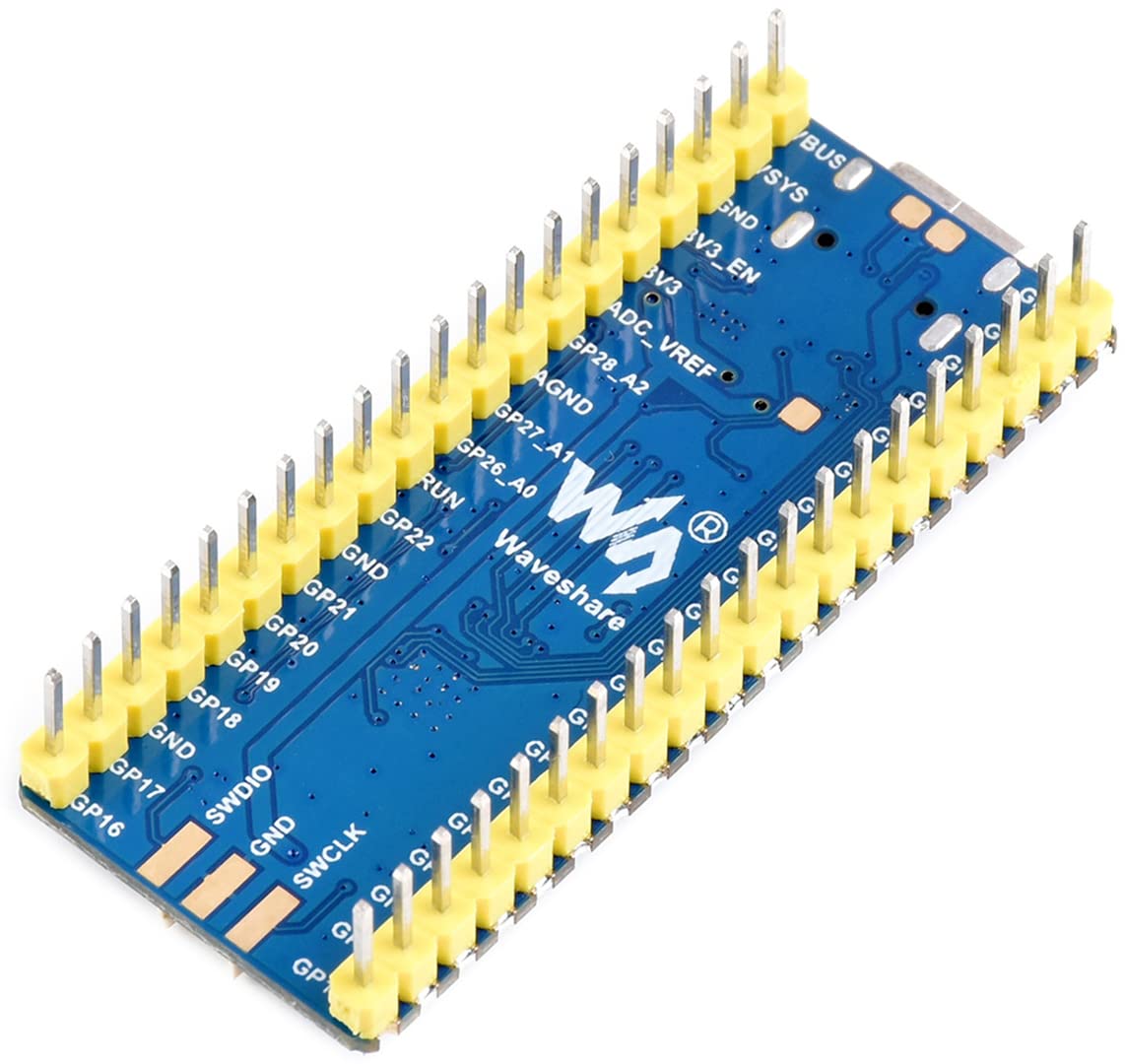 waveshare RP2040-Plus Board with Pre-Soldered Header, Pico-Like MCU Board Based on Raspberry Pi RP2040, Dual-Core Arm Cortex M0+ Processor Onboard 4MB Flash,USB-C Connector,Recharge Header,etc