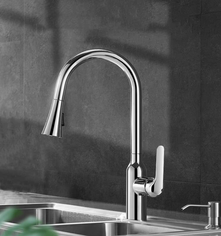 Kitchen Faucet Head Replacement Simple Kitchen Sink Faucet Parts Kitchen Faucet Head G 1/2 Pull Down Faucet Spray Head Movable Kitchen Tap Head Faucet Sprayer Water(Chrome)