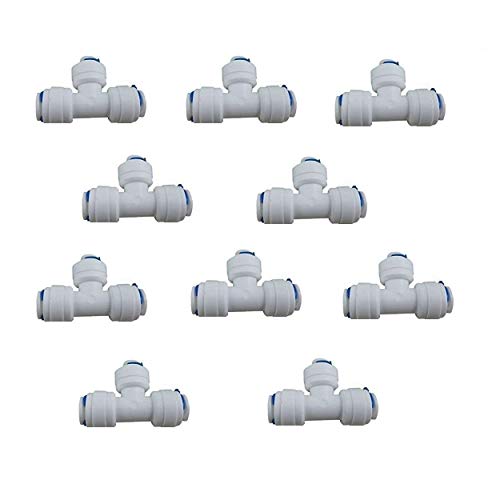 Lemoy Liimevvon 10x 1/4 inch Tee 3 Way Tube Quick Connect Push Fit RO Water Reverse Osmosis System