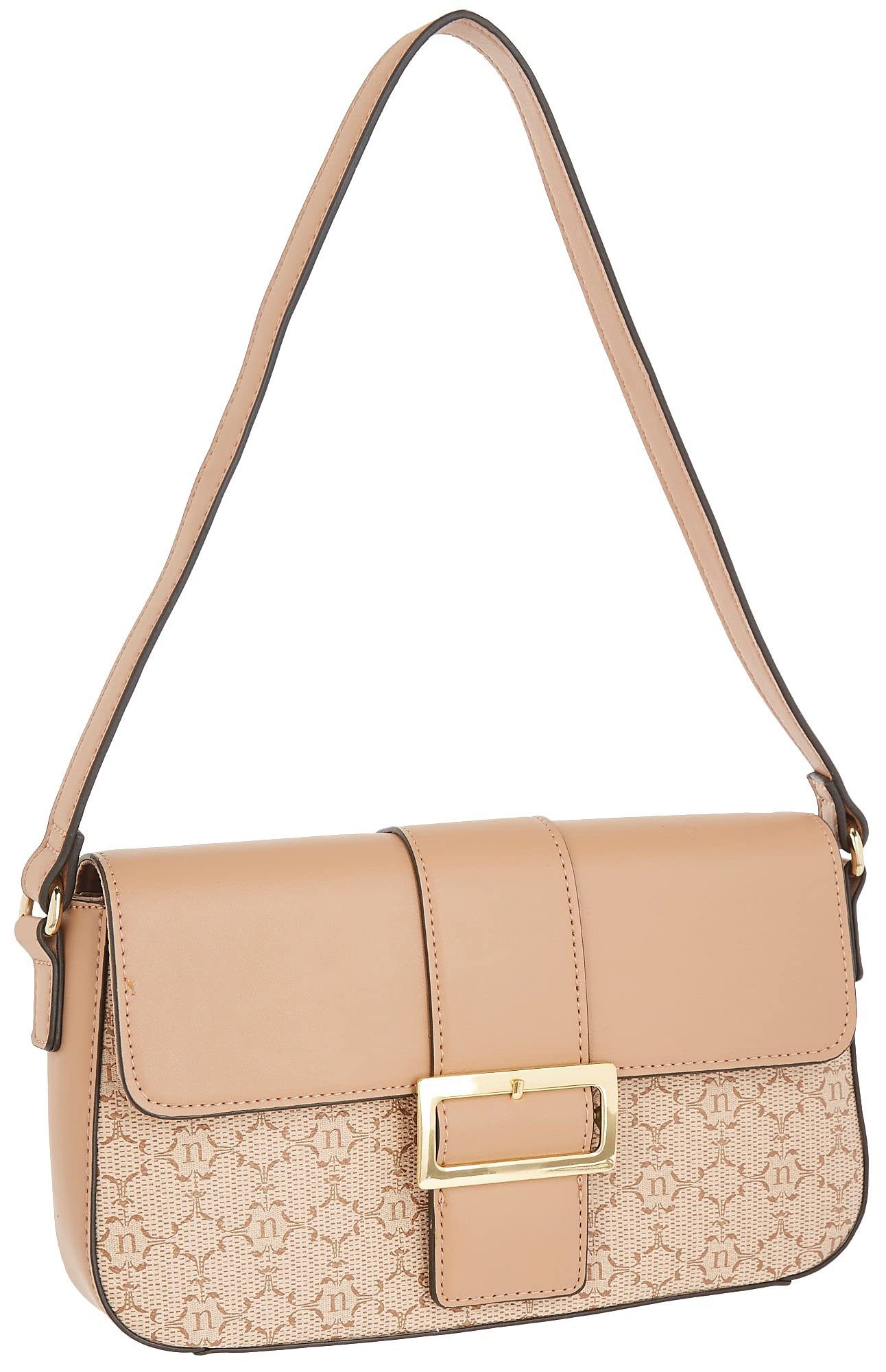 Nanette Lepore Fiona Logo Print Shoulder Bag One Size Almond beige