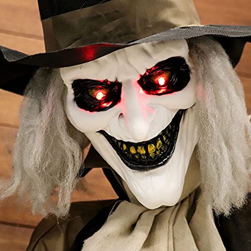 Haunted Hill Farm 5.25 ft. Life-Size Standing Grave Keeper with Red LED Eyes, Haunting Sound Effects, Lightweight and Battery-Operated