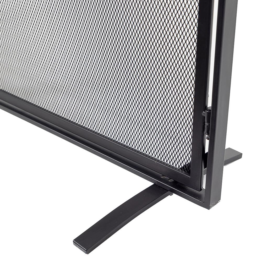 Modern Ember Gatsby Mesh Fireplace Screen in Aged Brass | Single Panel, Heavy-Duty Steel Frame with Powder-Coated Finish | Mesh Screen is Heat & Corrosion Resistant | Fits Standard Fireplaces