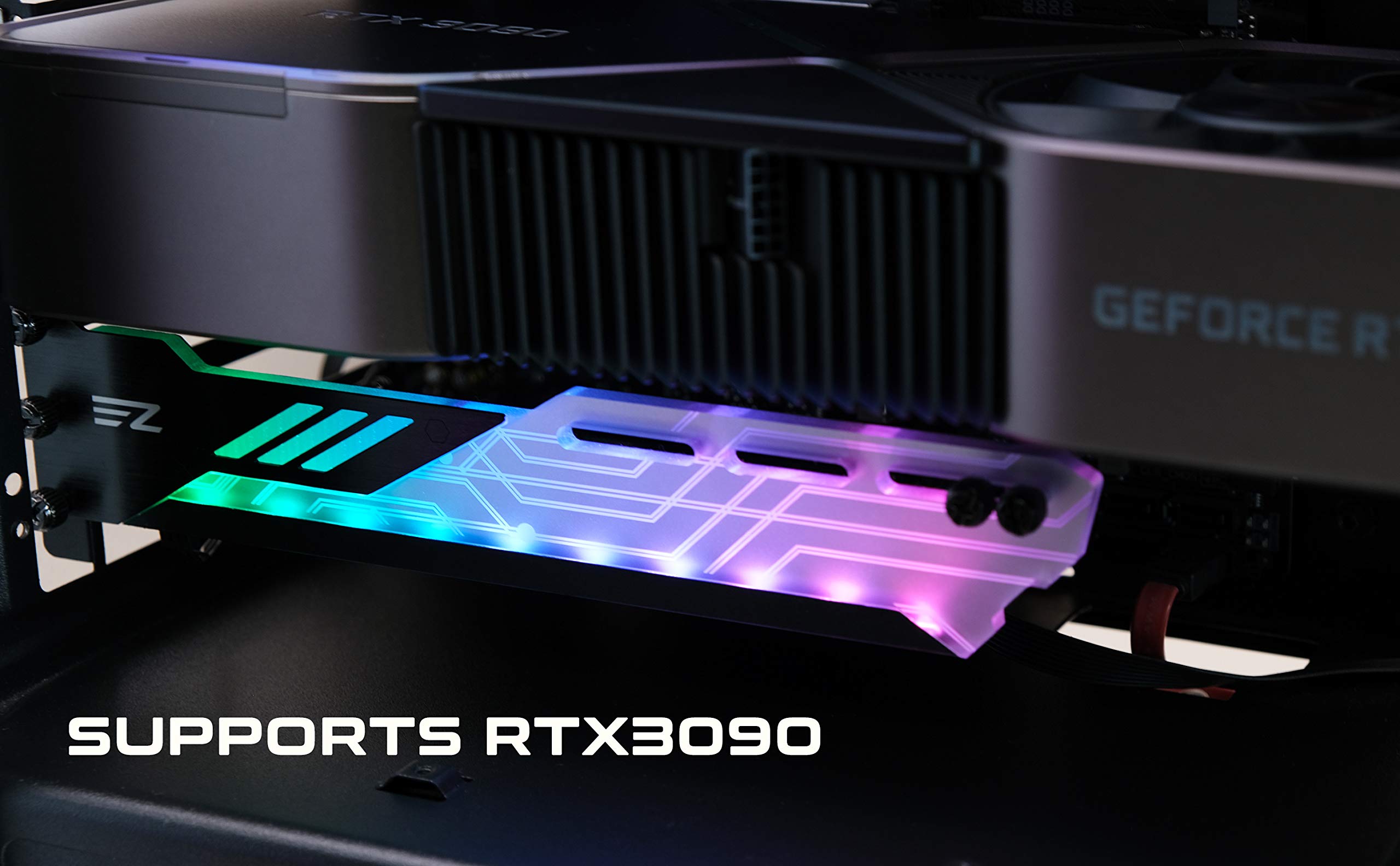 EZDIY-FAB Auto RGB Rainbow Only GPU Holder Colorful RGB Graphics Card GPU Support Video Card Holder Bracket, Video Card Sag Holder/Holster Bracket