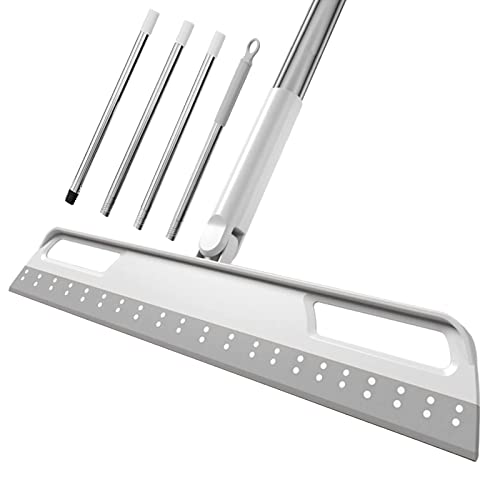 Multifunction Magic Broom, Household Wiper Push Broom Sweeper, Floor Squeegee with Long Adjustable Handle Washable Scraping for Indoor Tile Window Glass Bathroom Garage Dog Pet Hair Cleaning (Grey)