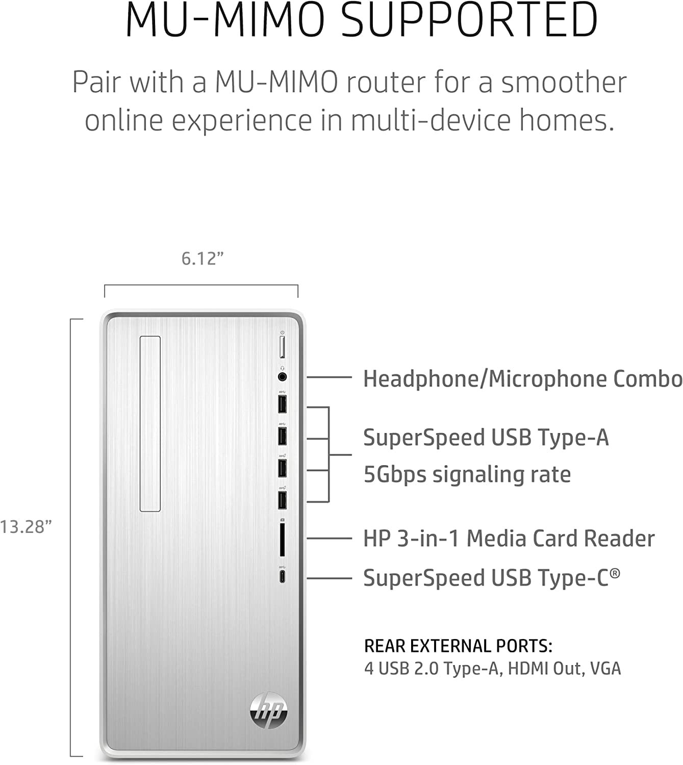 HP 2023 Newest Desktop, AMD Ryzen 3 5300G Processor(4-core), 8GB RAM, 256GB SSD, 1TB HDD, AMD Radeon Graphics, 9 USB Ports, Wi-Fi & Bluetooth, Wired Keyboard and Mouse Combo, Windows 11 Home