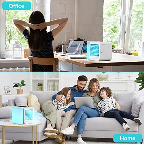 Portable Air Conditioner Fan: Evaporative Mini Air Cooler with ๐ณ ๐๐ผ๐น๐ผ๐ฟ๐, USB Personal Air Cooler Desktop Cooling Fan with ๐ญ๐ฌ๐ฌ๐ฌ๐บ๐น ๐๐ฎ๐ฟ๐ด๐ฒ ๐ช๐ฎ๐๐ฒ๐ฟ ๐ง๐ฎ๐ป๐ธ for Room Office Home