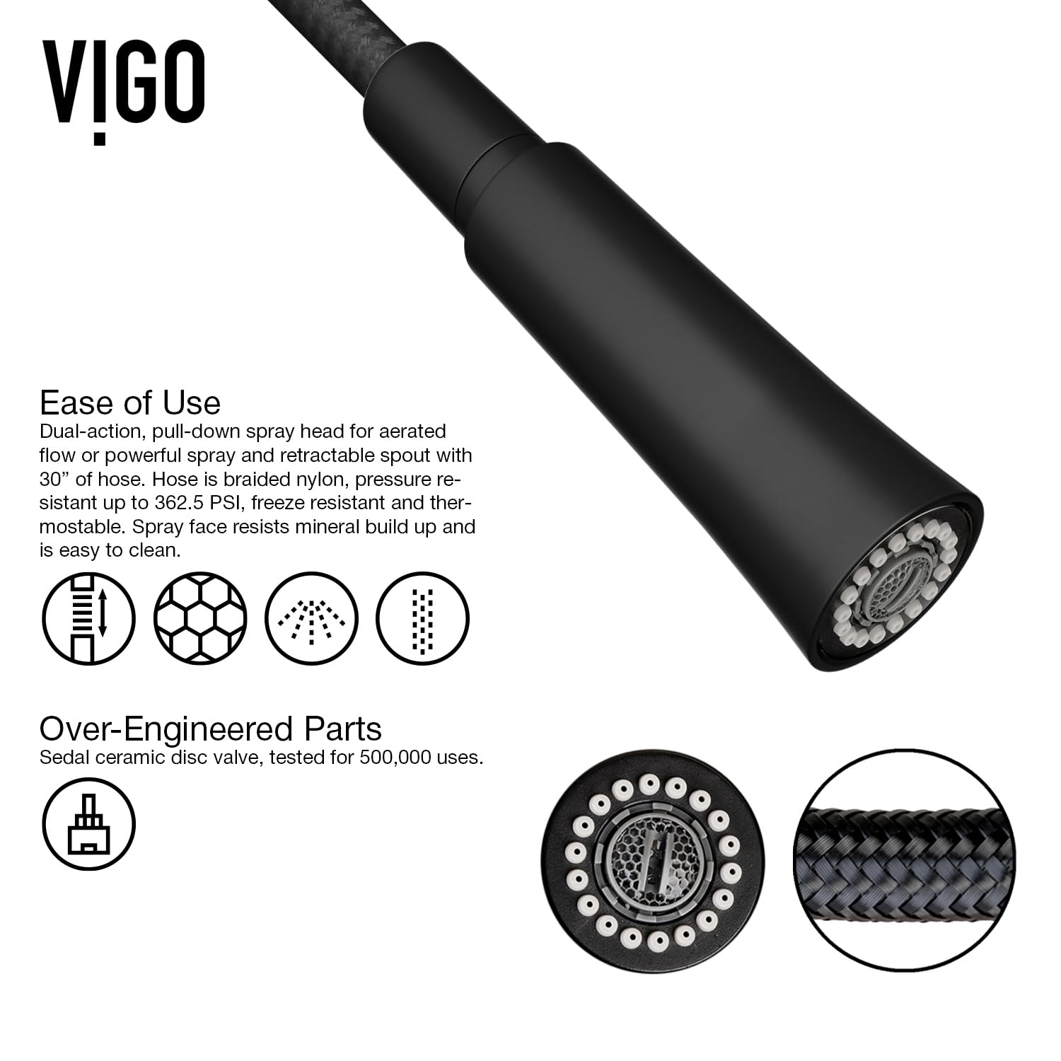 VIGO VG02032MB 22" H Laurelton Single-Handle with Pull-Down Sprayer Kitchen Faucet in Matte Black