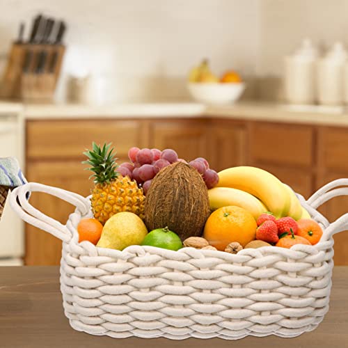 Veemoon Storage Bins Storage Bins Sundries Container Basket Woven Cotton Rope cotton woven basket cotton thread basket woven storage basket Storage Basket, Cotton Small Basket Baskets