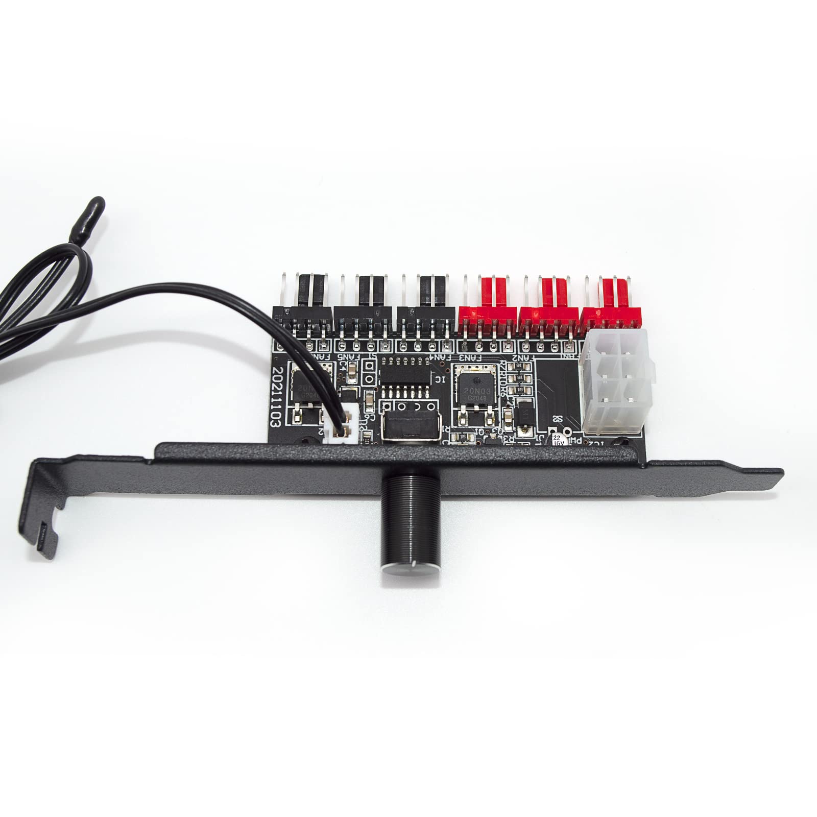 iHTP PC 8 Channels Fan Hub Knob Cooling Fan Speed Controller for CPU Case HDD VGA PWM Fan PCI Bracket 12V Fan Control,6-pin Interface Power Supply