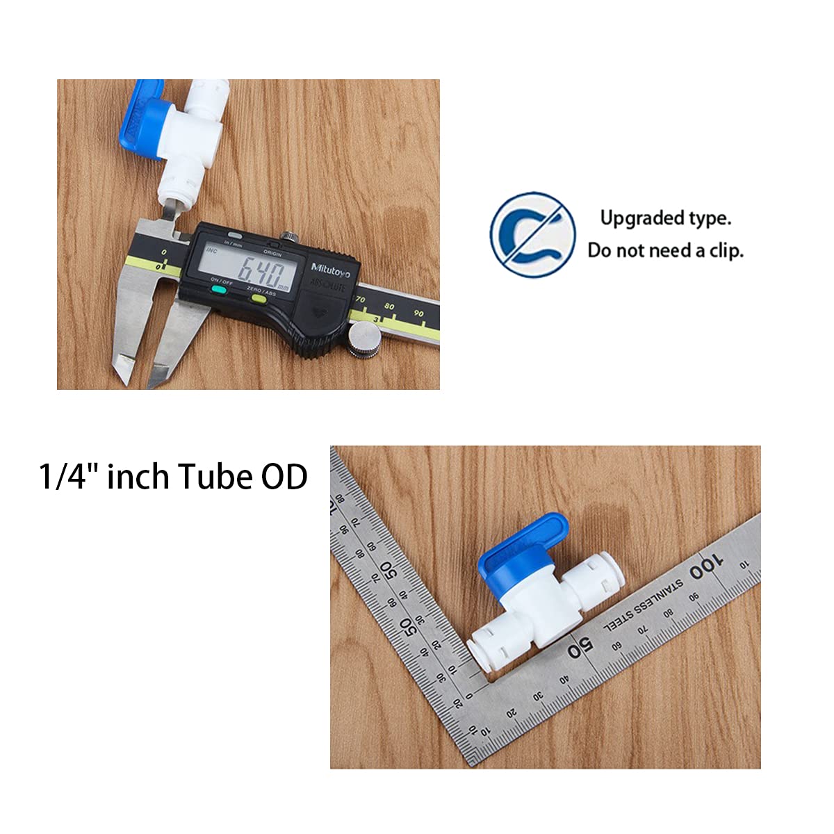 ESHIONG 1/4" Push to Connect Shut Off Ball Valve for RO(Reverse Osmosis) Water Filter,NSF Certified Plastic Quick Connect RO Fittings(8 pcs)