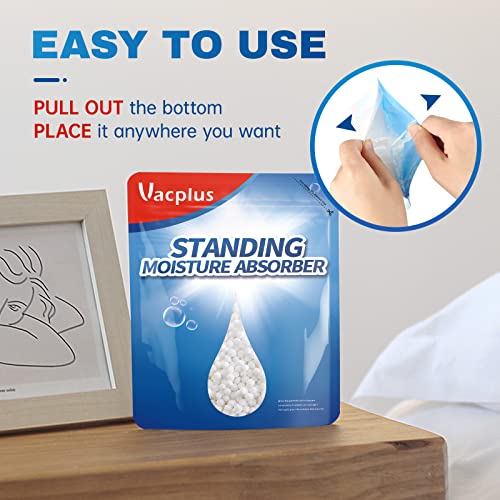 Vacplus Moisture Absorbers 12 Pack, Standing Humidity Packs for Narrow Flat Surfaces, Effective Closet Dehumidifier with Visible Water Level for Bathrooms, Kitchens & Bookshelves, Fragrance-Free