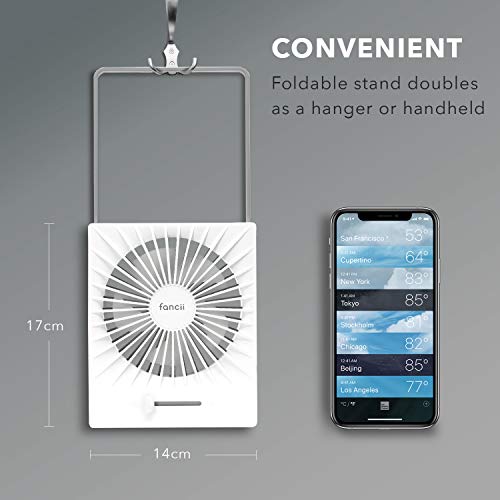 Fancii Portable Personal Desk Fan, Rechargeable Small USB Table Fan with Turbo Airflow, Whisper Quiet, Adjustable Stand - For Office or Travel (Brisé)
