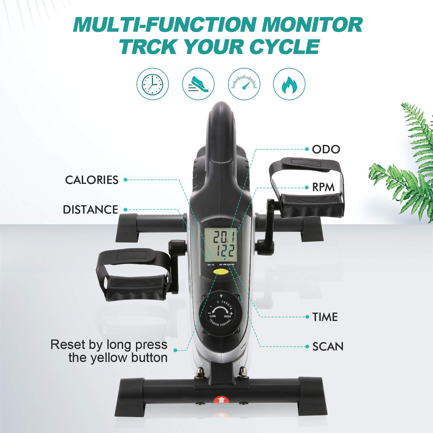 FUNMILY Pedal Exerciser Mini Exercise Bike Arm and Leg Exercise Peddler for Seniors Elderly, Medical Stationary Small Cycle with Magnetic Resistance, Silent & Compact