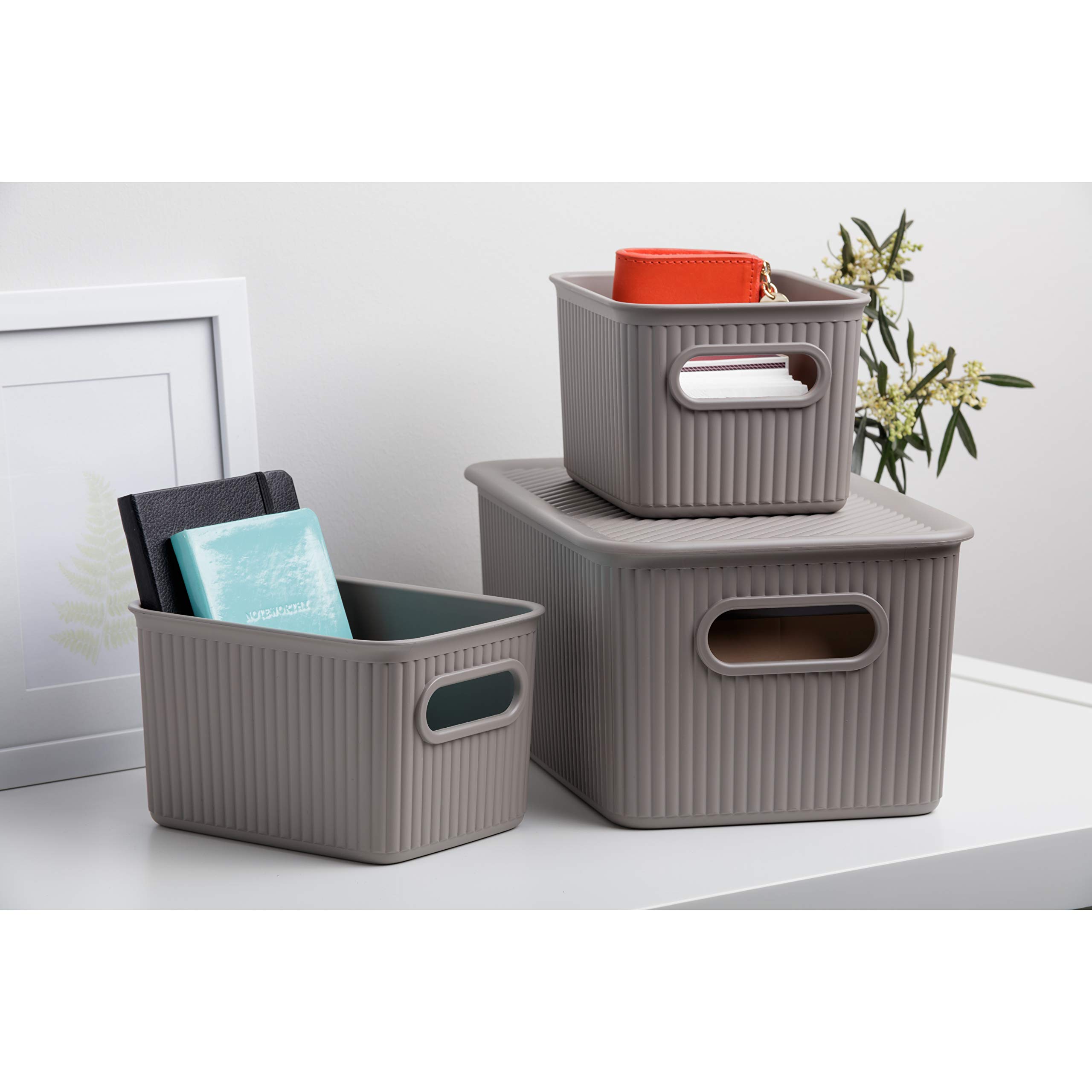 TATAY Baobab Multi-purpose Storage Basket Medium with 5 Litre Capacity, Taupe, 18.1 x 27.2 x 13