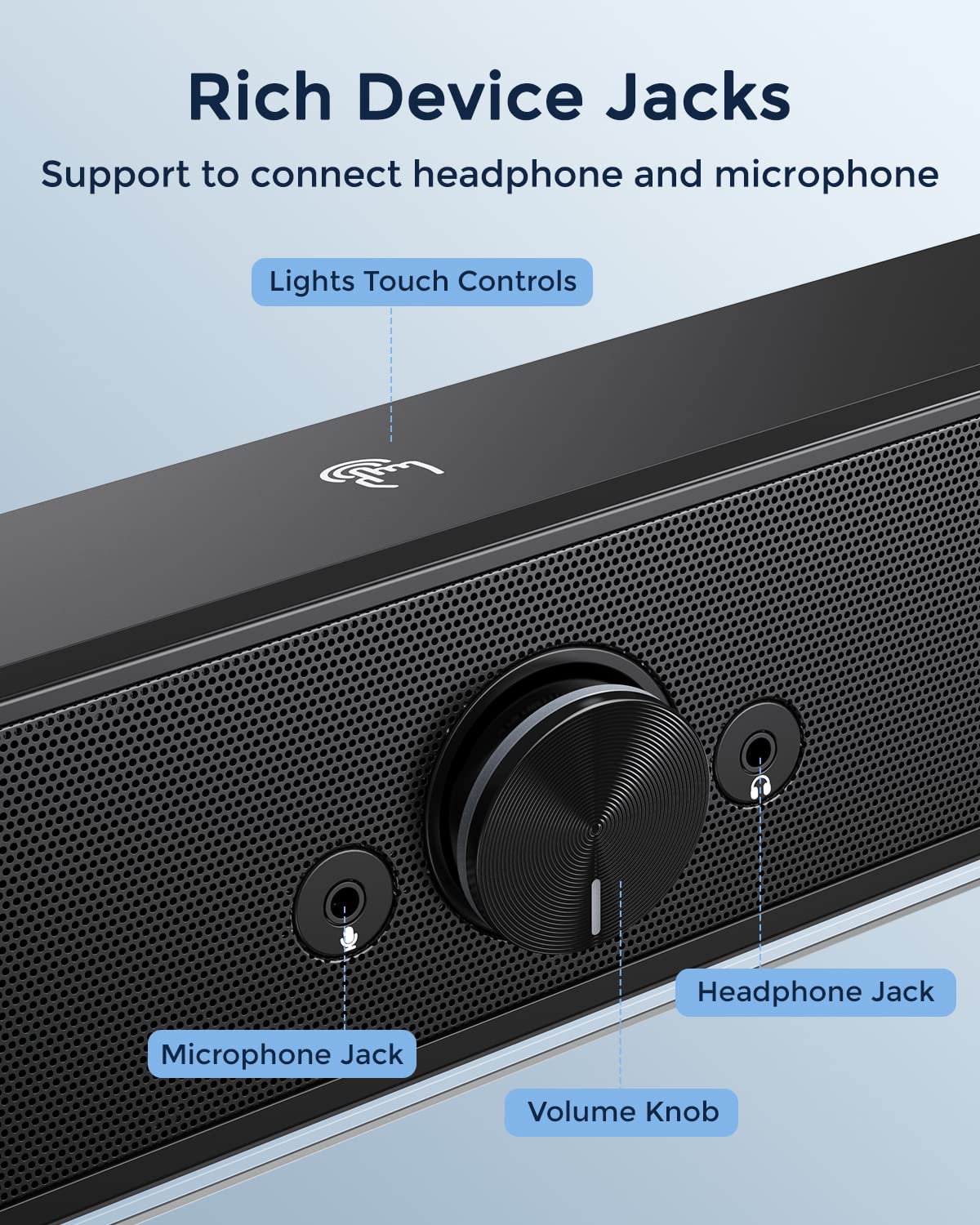 LINGYI 12W HiFi Stereo Computer Sound Bar, USB Powered PC Speakers with RGB Lights, 3.5mm Aux-in Wired Speakers for PC, Desktop, Laptop, Monitor, Gaming