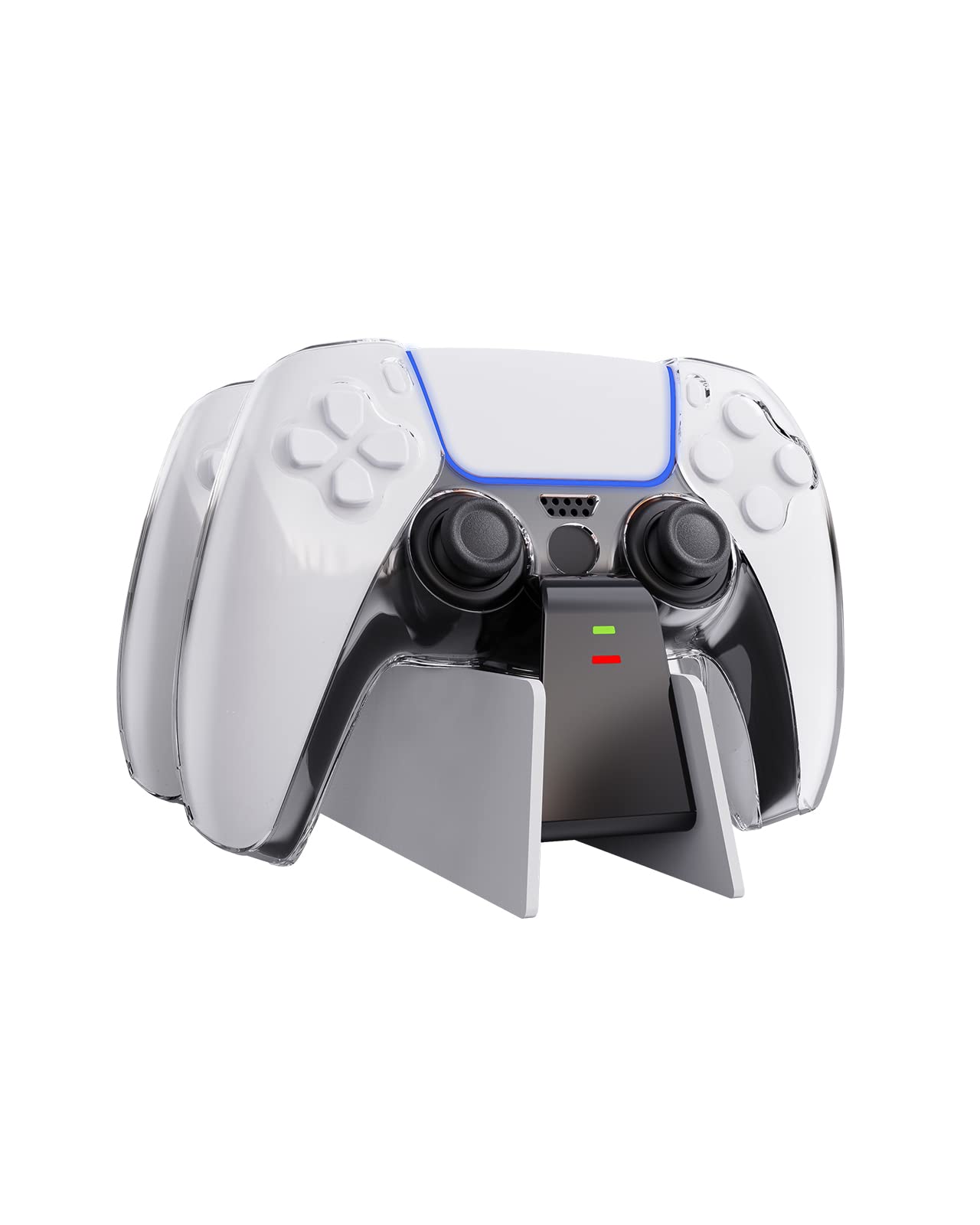 IINE Charging Dock for PS5 Controller Dual Controllers Charger Station,The Controller Can be Charged with Protective Case,White