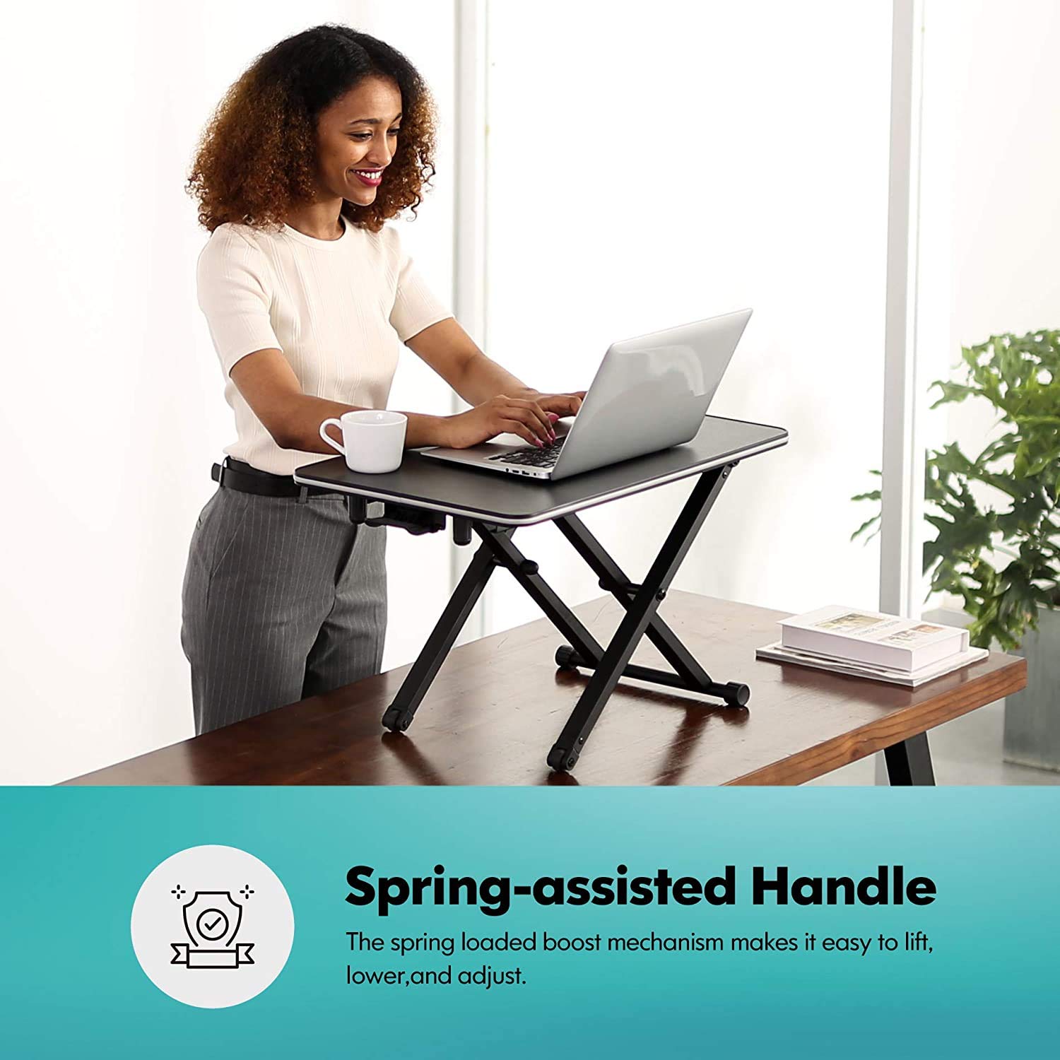 Fenge Standing Desk for Laptop Desktop Sit to Stand Up Desk Conventer for Single Monitor SD255001WB