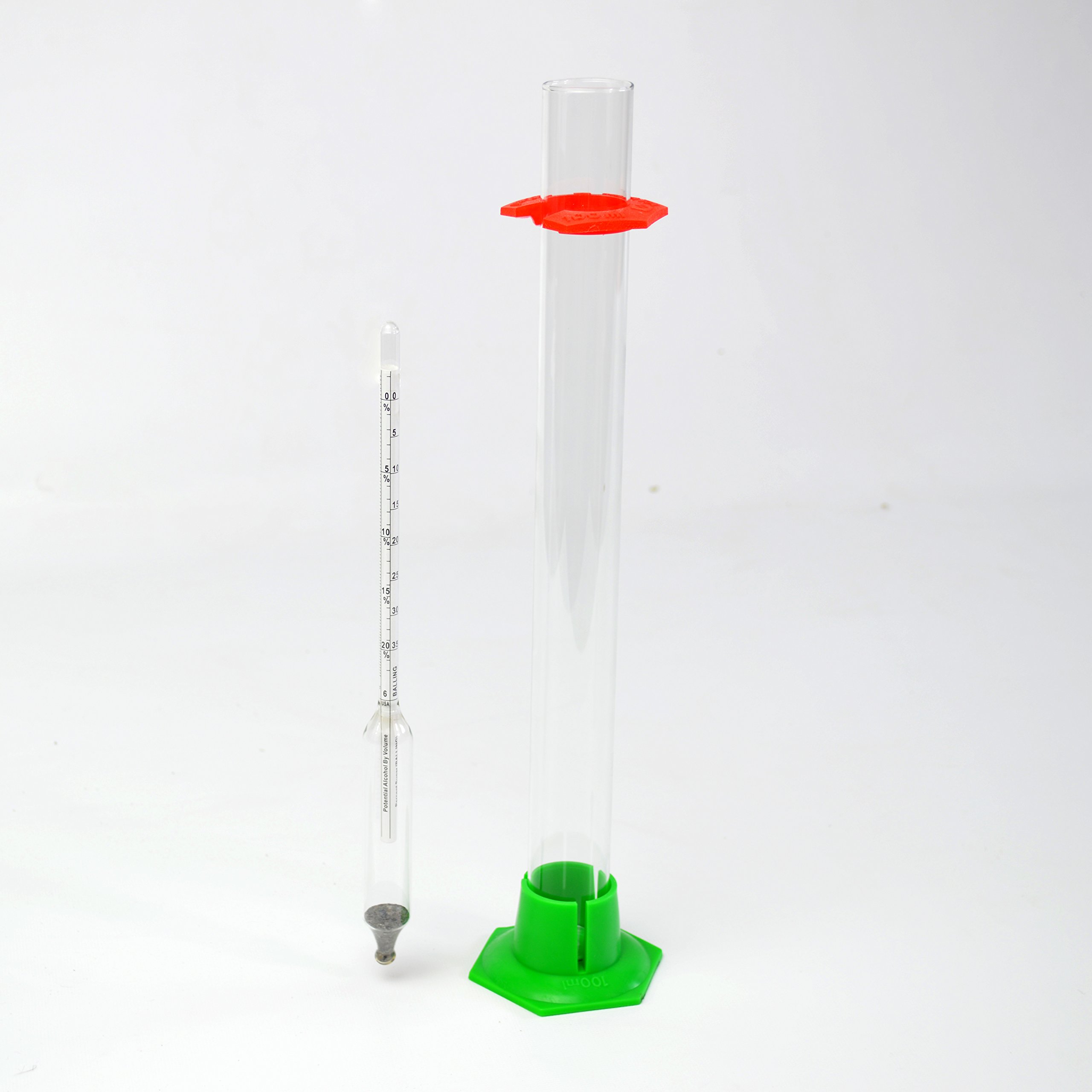 Triple Scale Hydrometer and 13" Glass Hydrometer Test Jar with Stand with Safety Bumpers Home Brewing Beer Brewing Wine Making