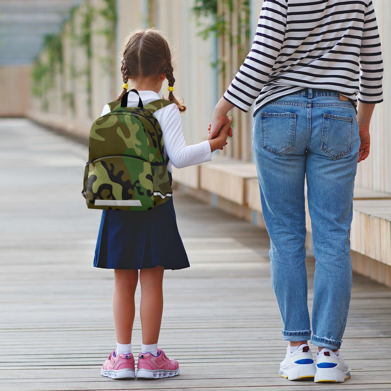 ZZKKO Green Camouflage Kids Backpack with Safety Leash Anti-lost Children Toddler Backpack Preschool Bag Army Camo