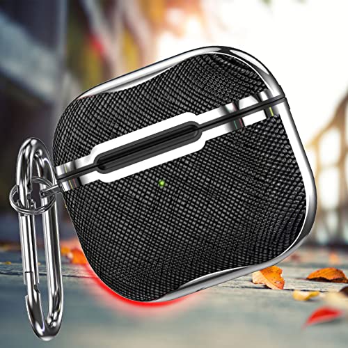 OLLSA AirPods Pro Case Cover Black Hard Shell Keychain Accessory Support Apple Airpod Pro 2019 Wireless Charging Case iPods Pro Case Men & Boys [Front LED Visible], 1.96*2.56*0.98 inch (ef-068)