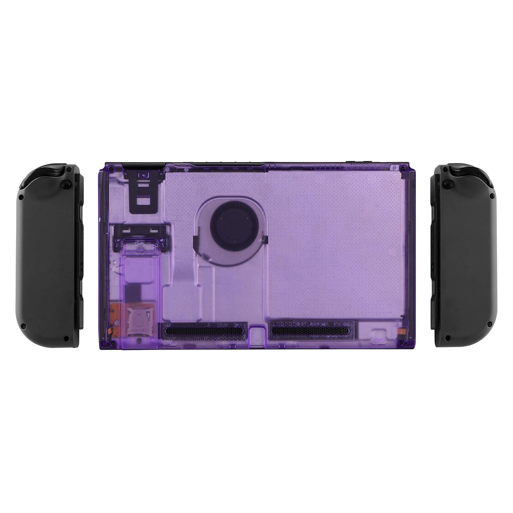eXtremeRate Clear Atomic Purple Console Back Plate DIY Replacement Housing Shell Case for Nintendo Switch Console with Kickstand β JoyCon Shell NOT Included