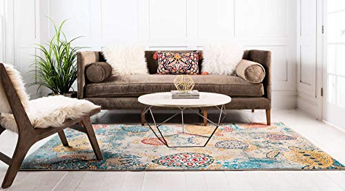 Unique Loom Positano Collection Coastal Modern Turtles Beige Area Rug (8' x 10')