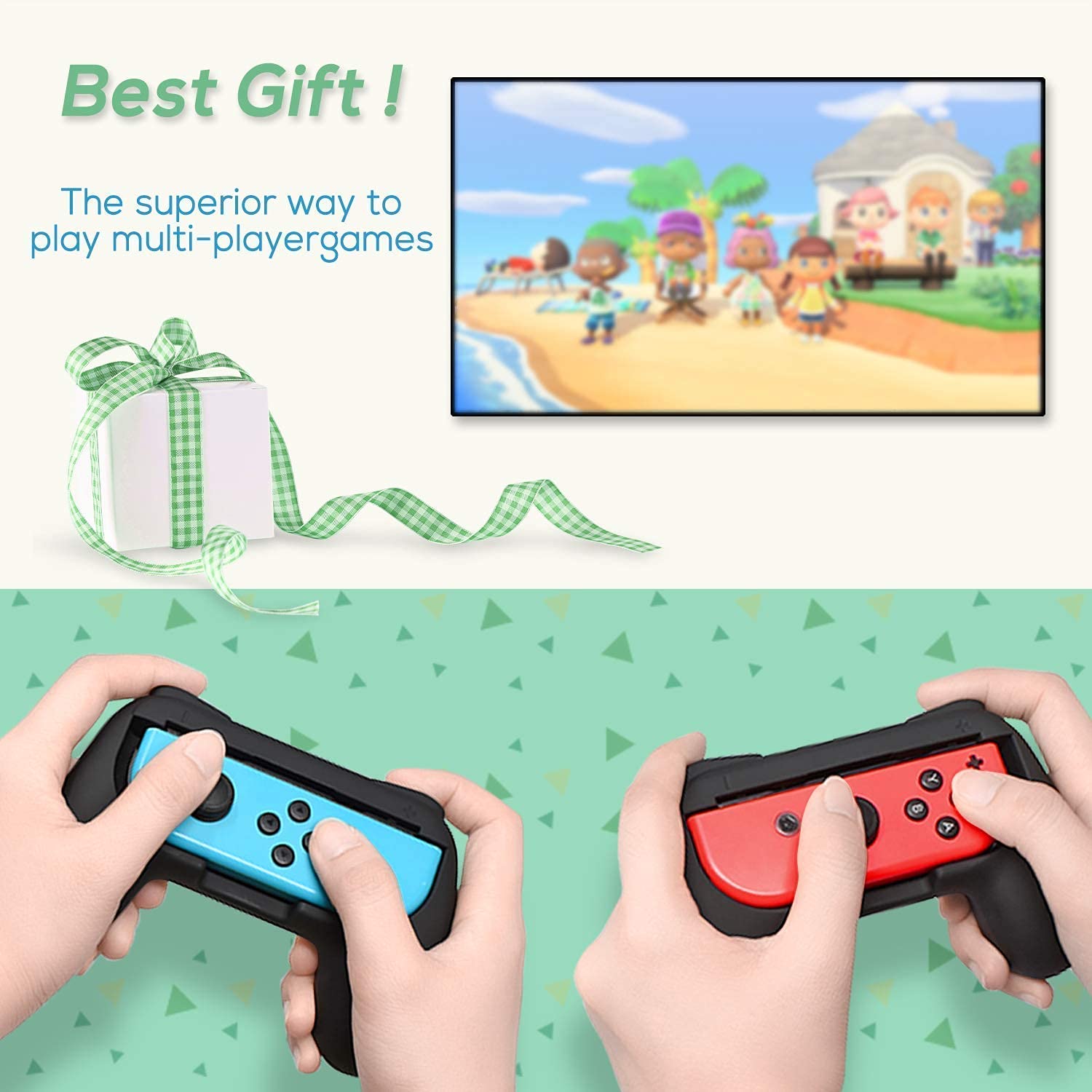 FASTSNAIL Charging Dock and 2 Pack Switch Grips Kit for Nintendo Switch Joy Con & OLED Model, Charger Stand Station with Charging Cable, Wear-Resistant Grip Controller with 6 Thumb Grip