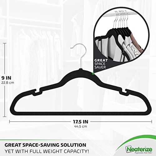 Velvet Hangers 60 Pack Black – Heavy Duty Velvet Clothes Hangers - Non Slip Felt Coat and Suit Hangers for Closet - Lightweight Thin Space Saving Ganchos para Colgar Ropa