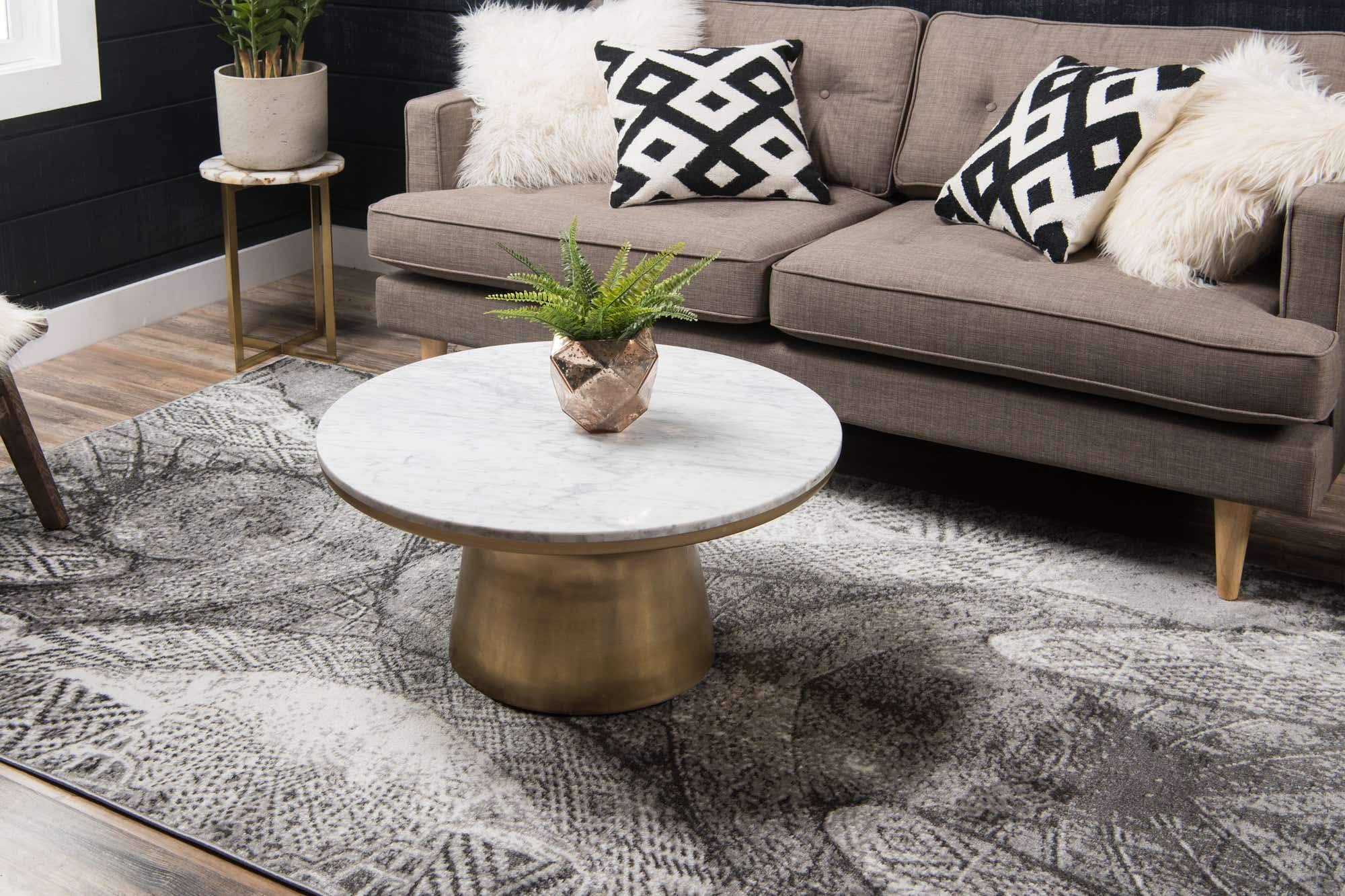 Unique Loom Sofia Collection Area Rug - Albert (6' 1" x 9' Rectangle, Dark Gray/ Gray)