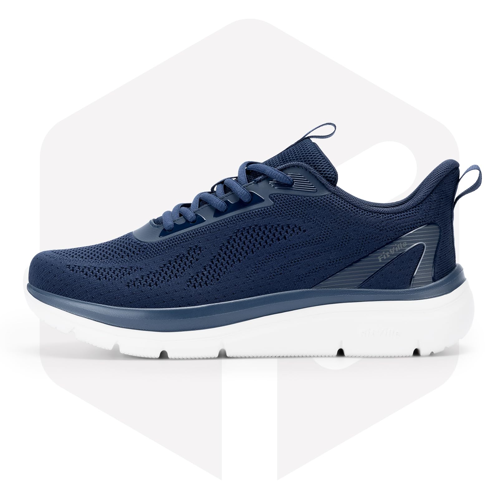 FitVille Wide Running Shoes for Men Max Cushioning Mens Wide Width Sneakers Lightweight and Arch Support (Blue, 11.5 wide)