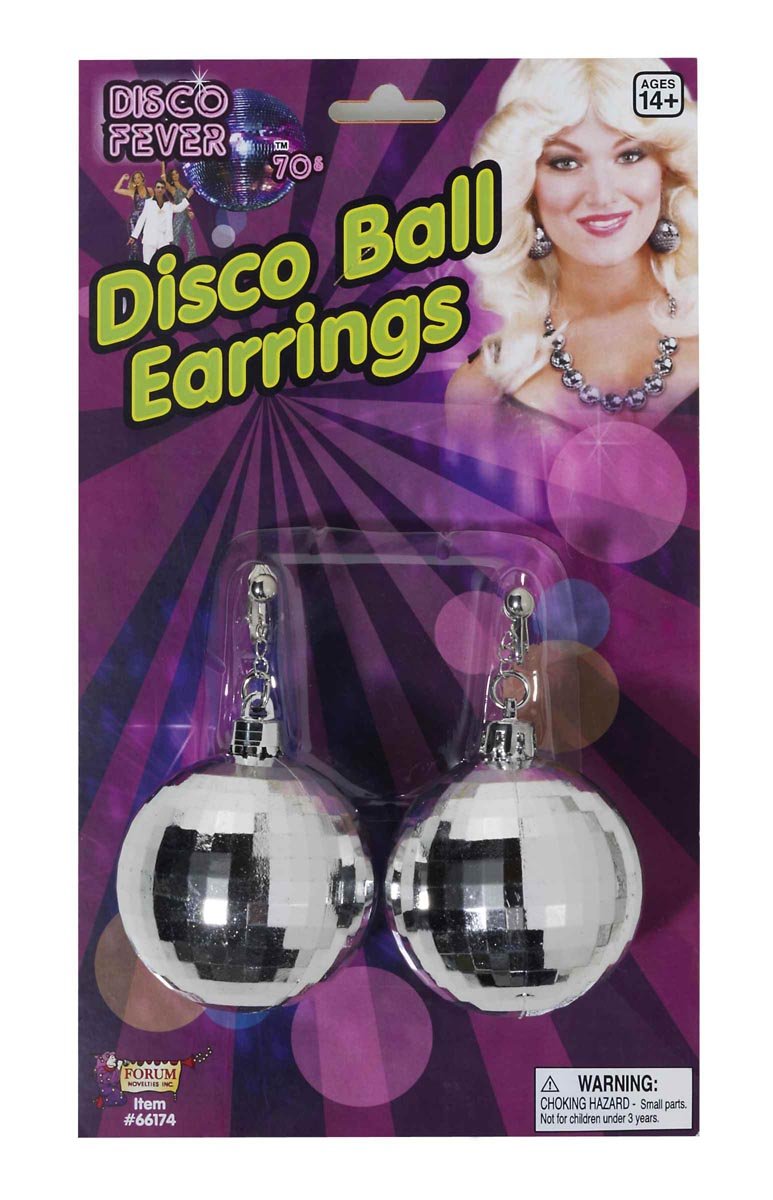 Forum Novelties 66174-3-Standar Disco Earrings, Standard, Silver