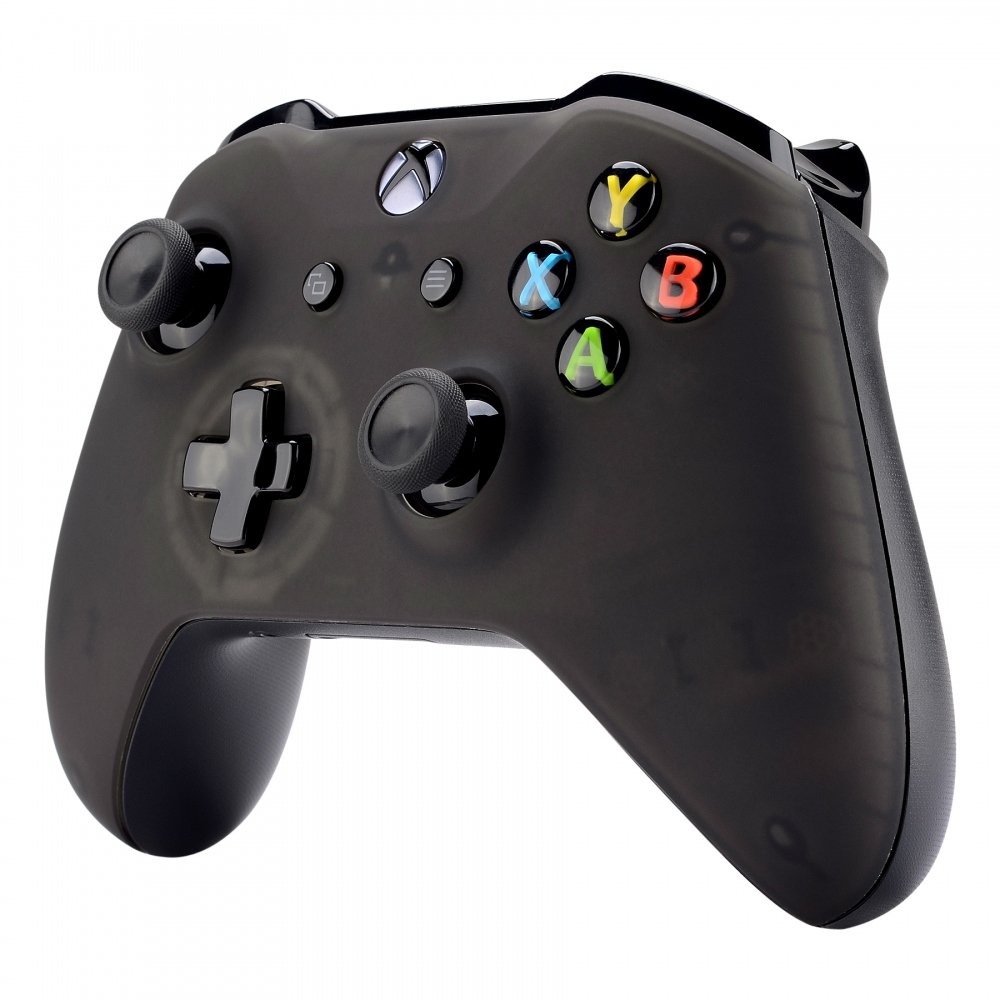 eXtremeRate Foggy Clear Black Faceplate Cover for Xbox One Wireless Controller (Model 1708), Custom Replacement Front Housing Shell for Xbox One S & Xbox One X Controller - Controller NOT Included