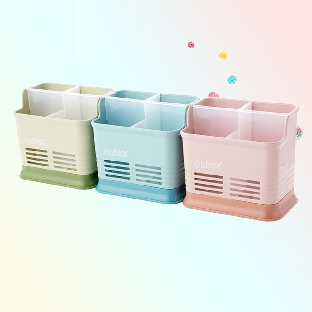 emlovosy Cutlery Organizer-Strong Construction Scratch-resistant High Durability Utensil Drawer Storage Tray for Kitchen Blue 4Grid