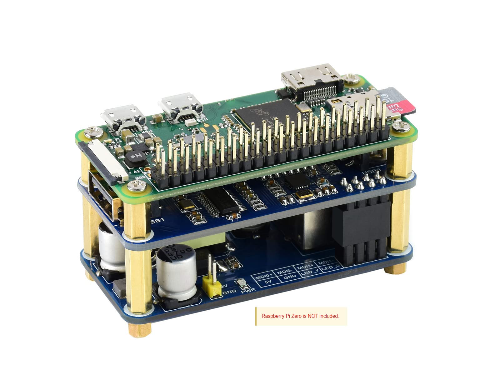 waveshare PoE Ethernet USB HUB HAT with Box ABX Case for Raspberry Pi Zero/Zero W/2 W/Zero WH/2 WH, with 1 RJ45 10/100M Ethernet Port, 3 USB Ports Compatible with USB2.0/1.1,802.3af-Compliant