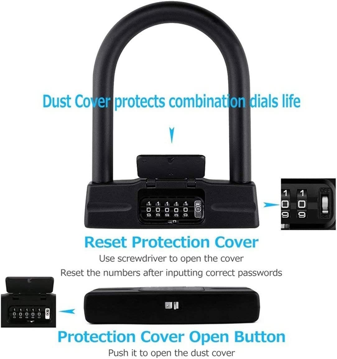 Heavy Duty 5-Digit Bicycle Bike Combination U-Lock Bike Bicycle Motorcycle Cycling Scooter Security Steel Chain Lock