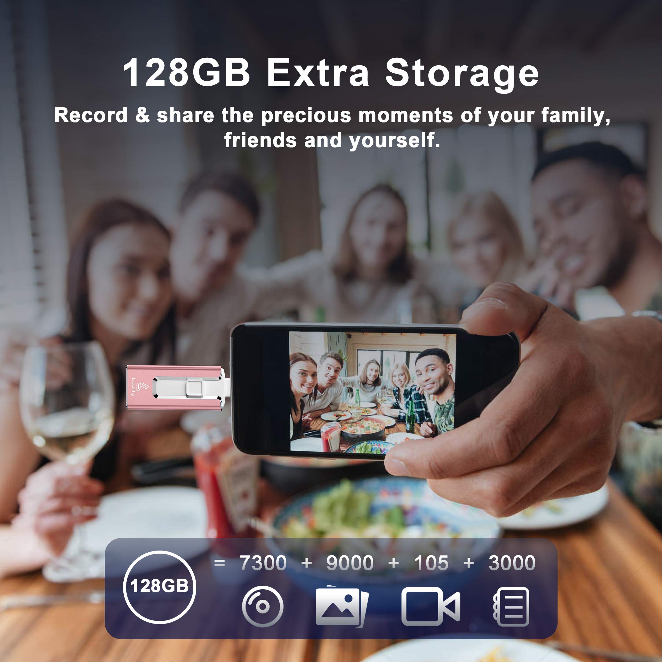 USB 3.0 Flash Drive, V-Star Photo Stick 128GB for Photos, Photostick Thumb Drive Compatible with Phone/iPad/iOS/Android/Mac/PC (Pink 1)