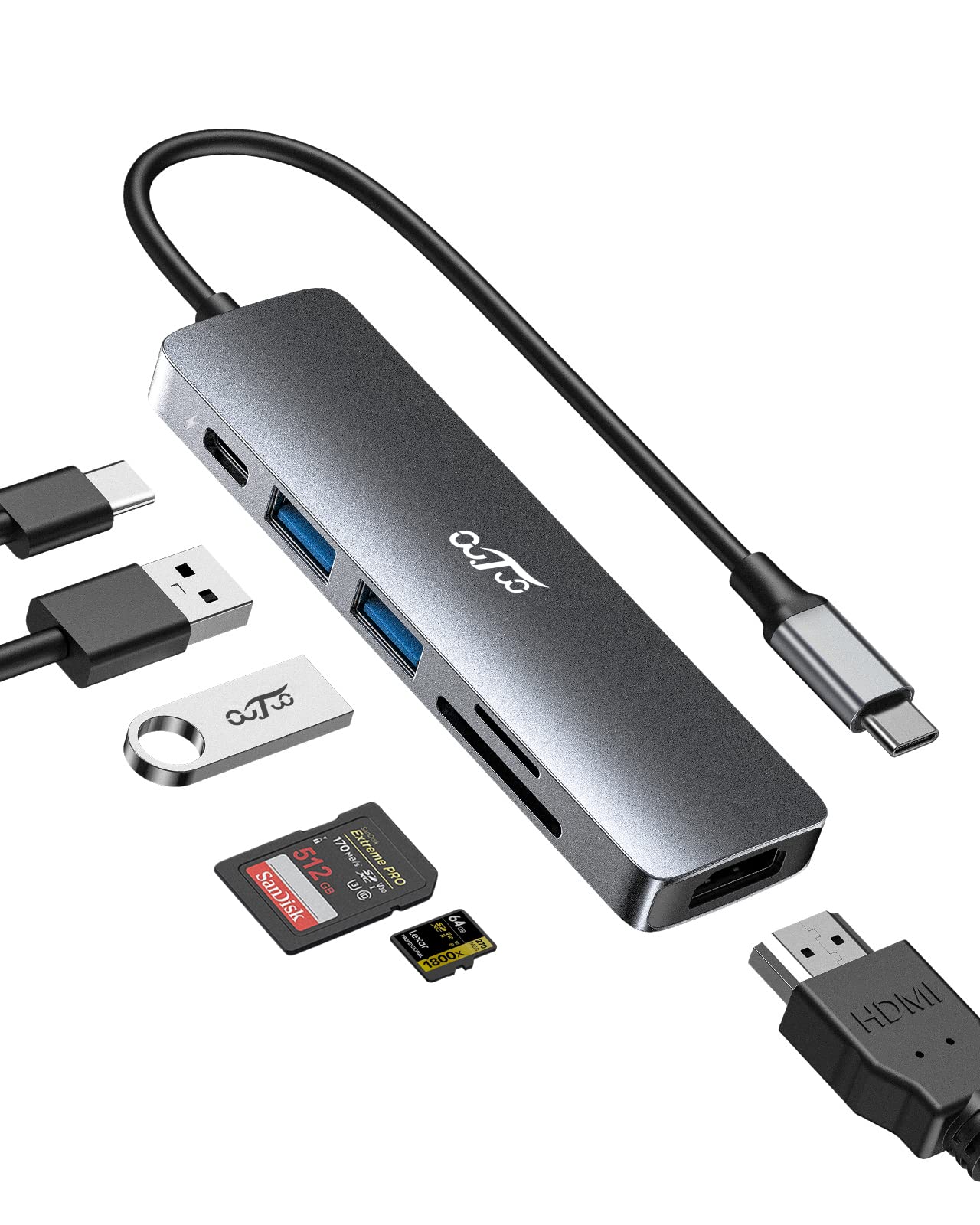 USB C Hub HDMI Adapter: 7in1 Docking Station USB 3.0 4K@30Hz HDMI 100W Port Type C Dongle Dock Accessories Hub Multiport Adapter for Mac Air/Pro iPad and Other USB-C Devices