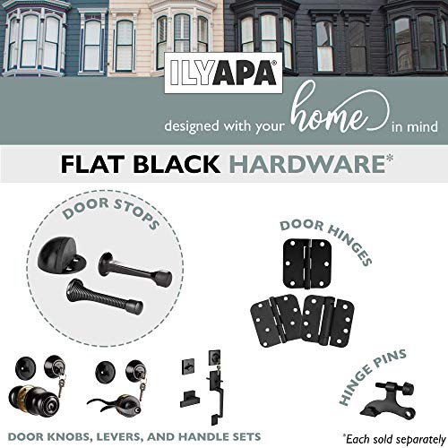 Ilyapa Contemporary Half Dome Heavy Duty Floor Mounted Door Stop with Rubber Bumper, Half Dome Door Stop - Matte Black 5 Pack Floor Mounted Door Stops, Half Dome Floor Stopper