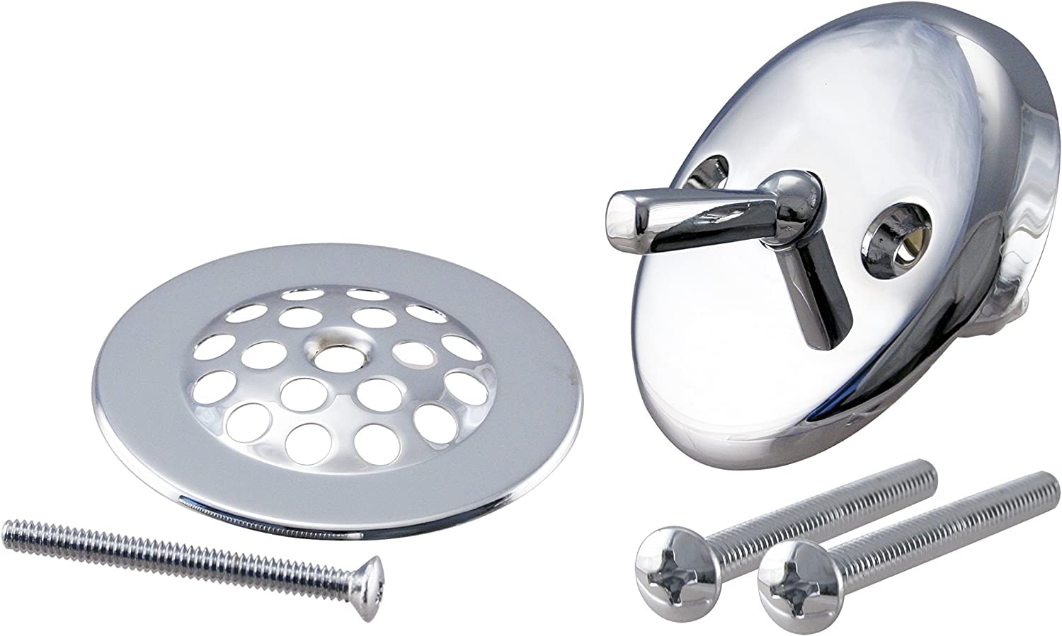 Westbrass A79220CP 14" 20 Gauge Brass Bath Waste and Overflow Assembly with Trip Lever and Grid Drain Cover, Polished Chrome
