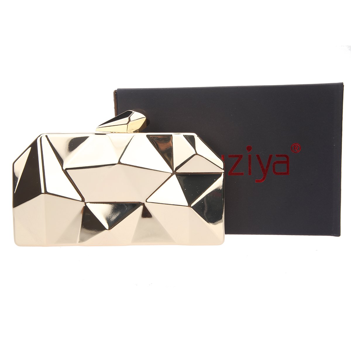 Fawziya Evening Clutch Geometric Metal Oversized Novelty Purses For Women Formal-Silver