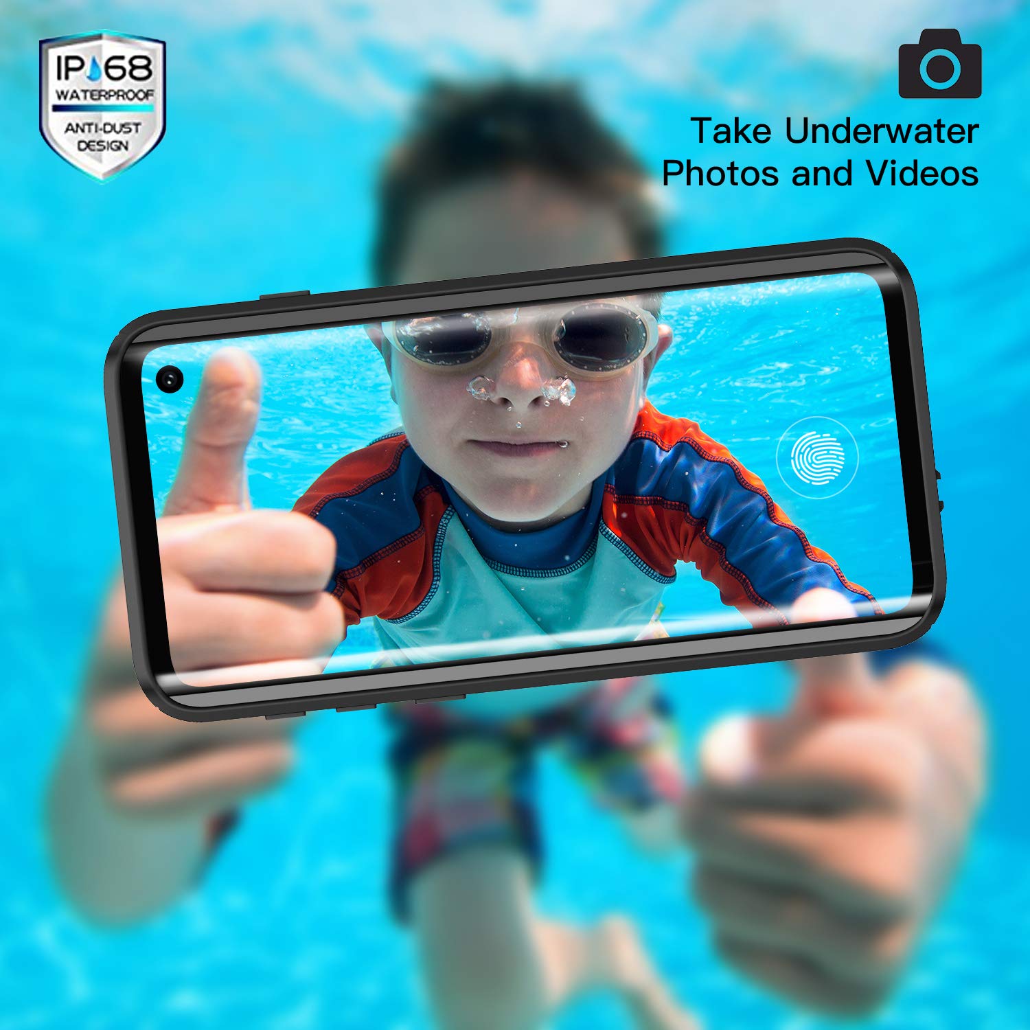 Fansteck Samsung Galaxy S10 Waterproof Case, IP68 Waterproof/Snowproof/Shockproof/Dirtproof, Full-Body Protective Case with Built-in Screen Protector for Samsung Galaxy S10 Black