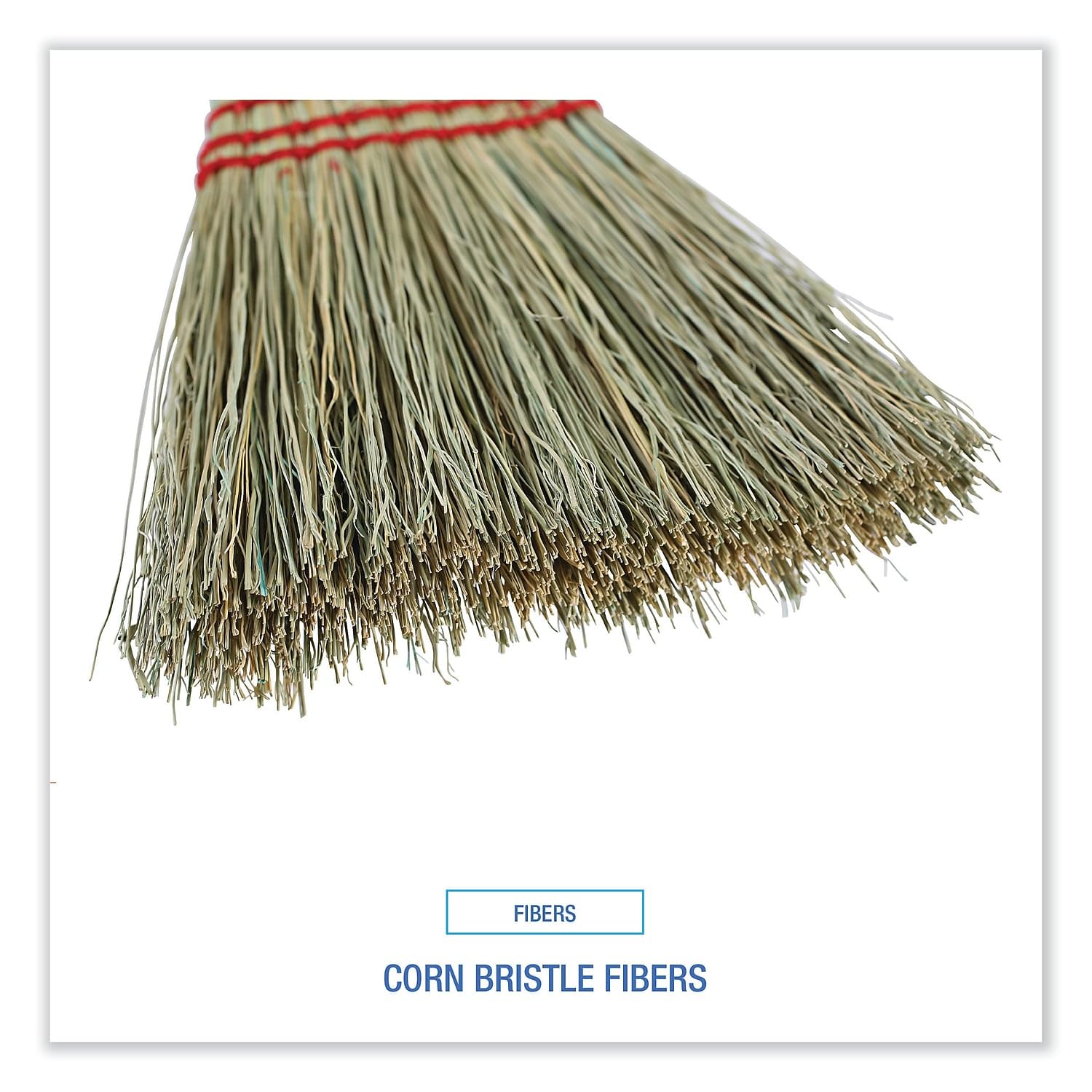 Unisan 951WC Corn Fiber Metal Cap Whisk Broom with Ring and Wood Handle, 6" Head Width, 10" Overall Length, Natural (Case of 12)