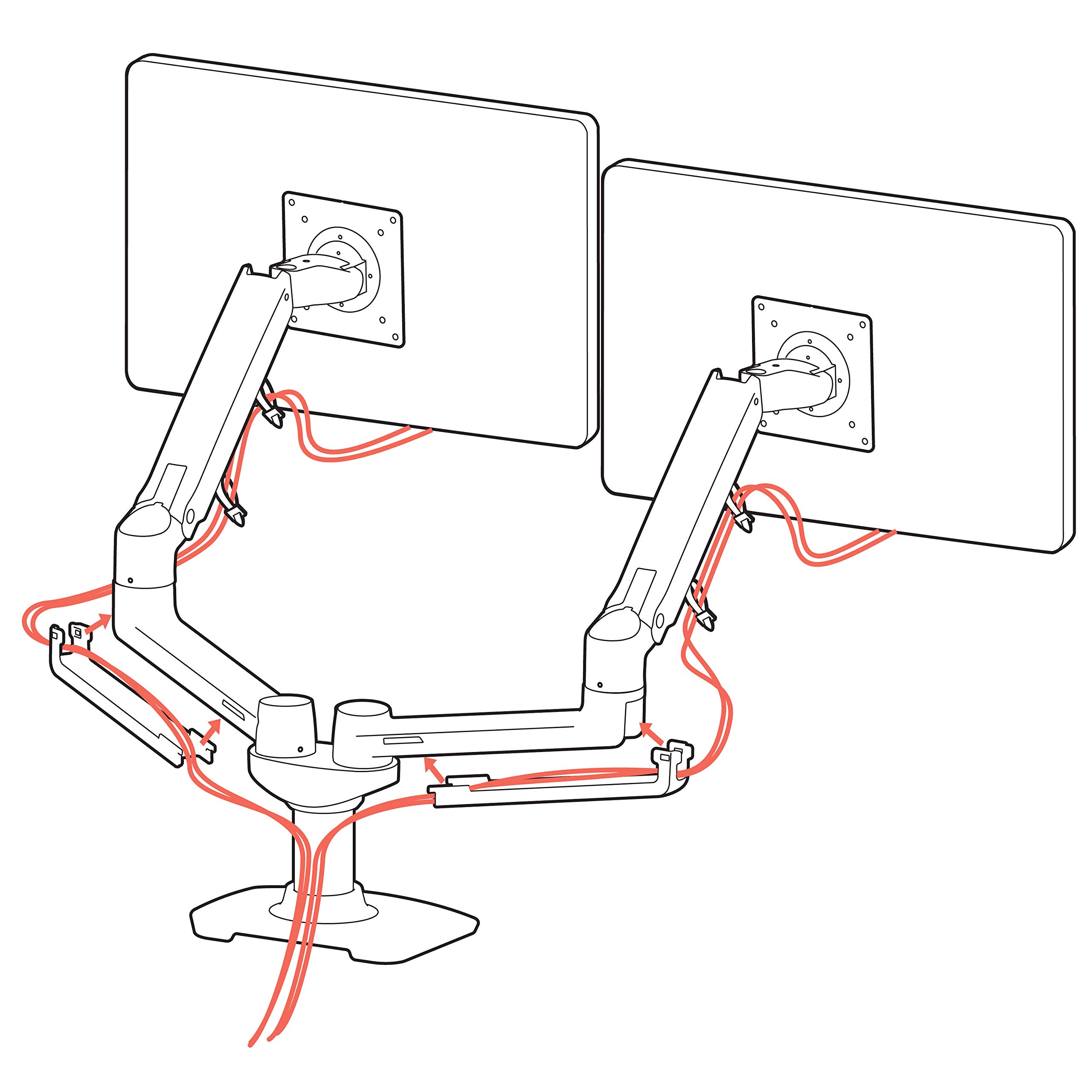 Ergotron β LX Dual Monitor Arm, VESA Desk Mount β for 2 Monitors Up to 27 Inches, 7 to 20 lbs Each β White