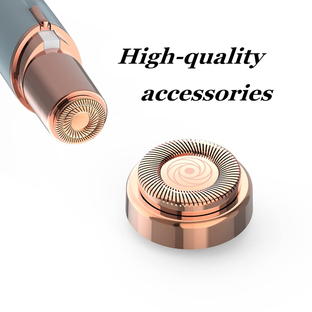 Facial Hair Remover Replacement Heads, Hair Removal Replacing Blades for Upper Lip Chin Cheeks Sideburns, Electronic Shaver Head Cutter Replacement with 18K Gold-Plated Blade Cover 6 PCS