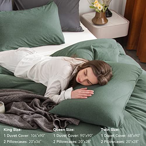 Ventidora 3 Piece Duvet Cover Set Cal King Size,100% Organic Washed Cotton with Linen Feel Like Textured, Luxury Soft and Breatheable Bedding Set with Zipper Closure(1 Duvet Cover + 2 Pillowcases)